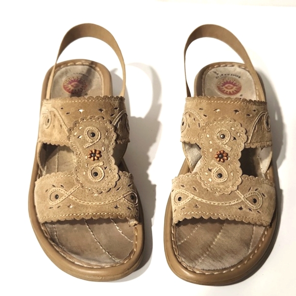 Earth Spirit | Shoes | Earth Spirit Wind Tan Beaded Suede Slingback ...